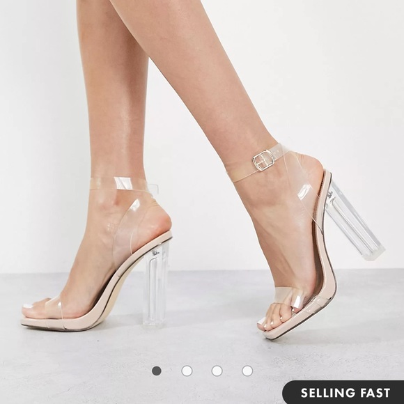 ASOS | Shoes | Truffle Collection Clear Heeled Sandals In Beige | Poshmark